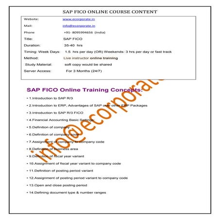 Sap fico Online training | PDF
