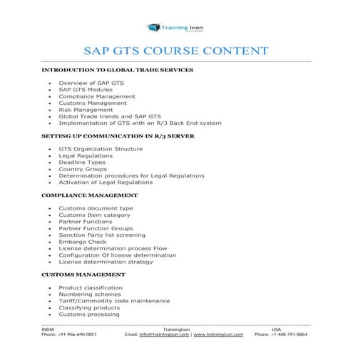 SAP GTS ONLINE TRAINING | PDF
