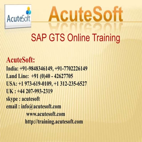 Sap gts online training | PPSX