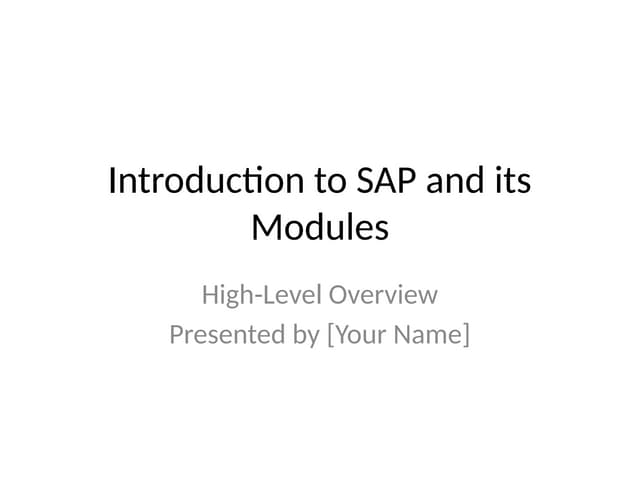 Sap modules-overview | PDF