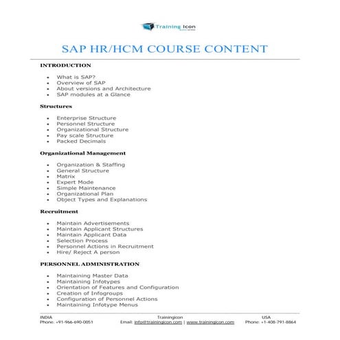 SAP HR HCM ONLINE TRAINING | PDF