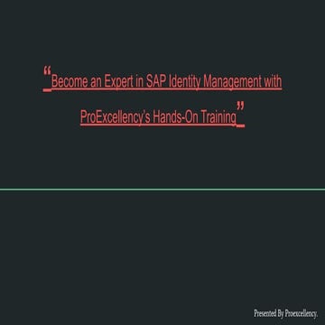 Mastering SAP Identity Management (IDM) with ProExcellency: Essential ...