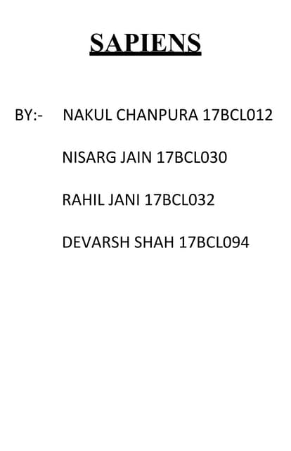 Sapiens: A Brief History of Human Kind | PPTX | Biological Sciences ...