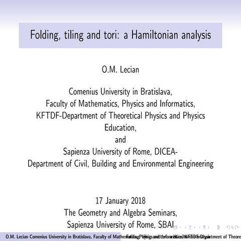 Folding, tiling and tori: a Hamiltonian analysis, O.M. Lecian, 17 January 2018 | PDF | Physics ...