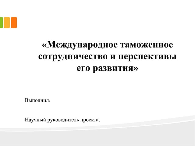 дипломная презентация таможенное сотрудничество Ppt