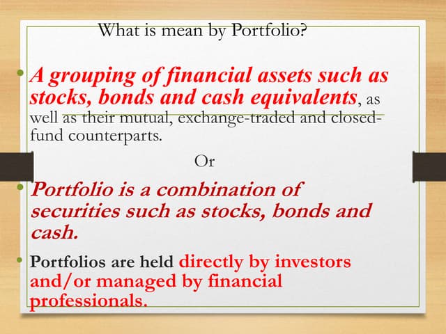 Portfolio selection, markowitz model | PPTX