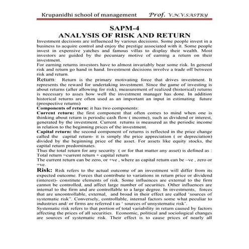 Sapm mod-4 | DOC | Stocks and Bonds | Personal Investing