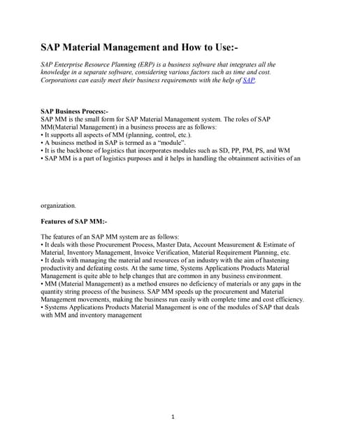 SAP Demand Management | PDF