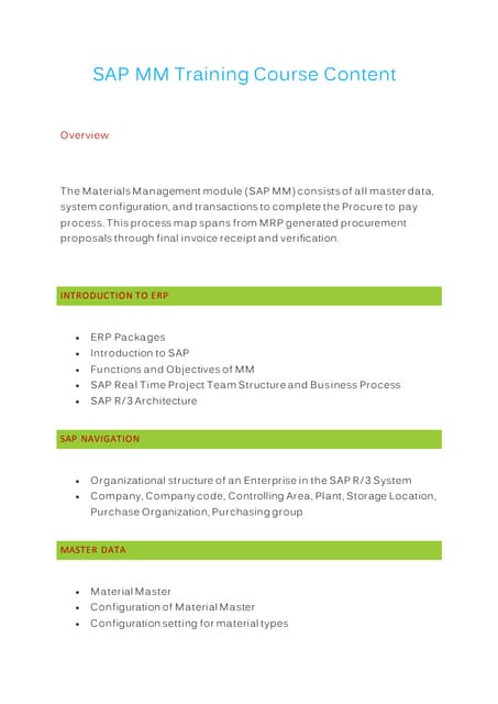 SAP Materials Management Overview | PPTX