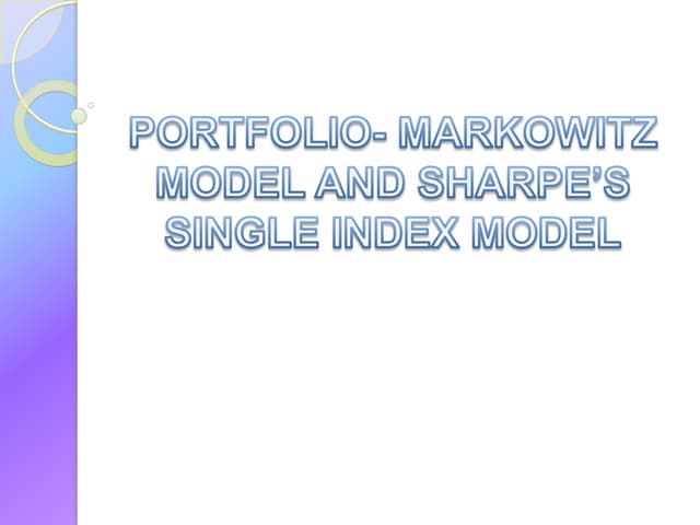 Single index model | PPTX