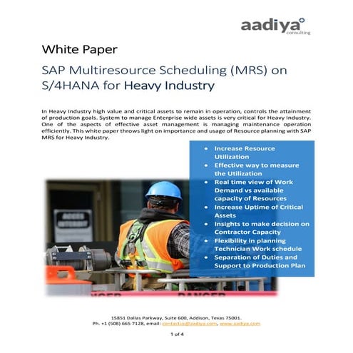 SAP MRS Case Study for Heavy Industry | PDF