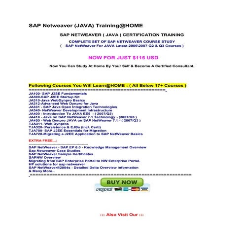 Sap Netweaver Java Certification Training Pdf