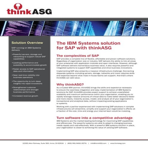 Sap on IBM with thinkASG | PDF | Computer Software and Applications | Computing