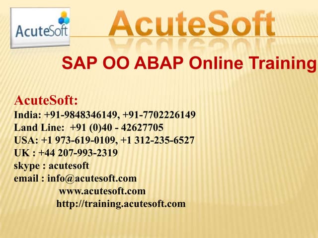 Sap Oo Abap Online Training Ppt