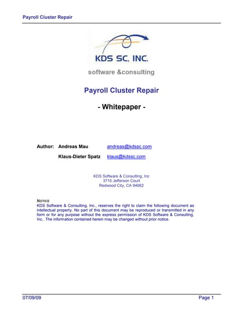 Sap Payroll Cluster Repair Whitepaper V1 0 Pdf Databases Computer Software And Applications