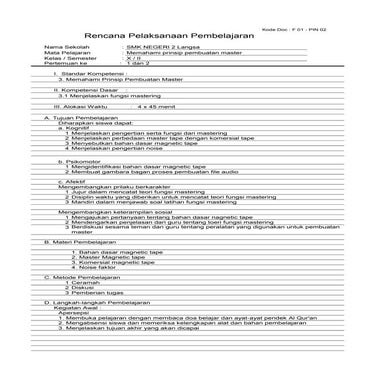 RPP Pembuatan Master 2013 | PDF