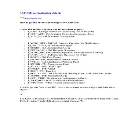 Sap pm | DOC