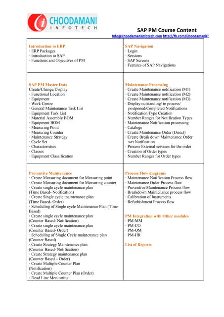 SAP PP Course Content | PDF | Business | Business and Finance