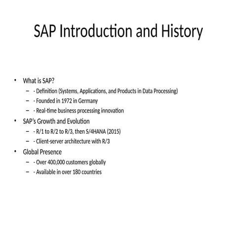 SAP Presentation basic information and data | PPT