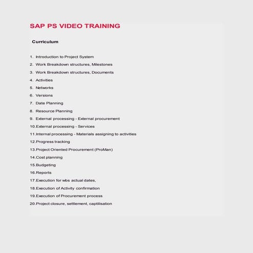 Sap PS | PDF