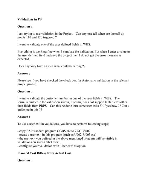 SAP PS overview | PDF | Technology & Computing