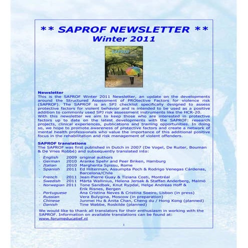 SAPROF Newsletter December 2011 | PDF