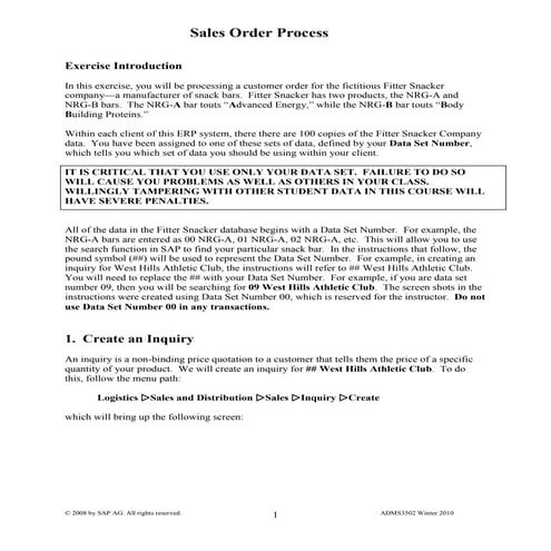Sap sales orderprocessexerciseecc6 | PDF | Computing | Technology ...