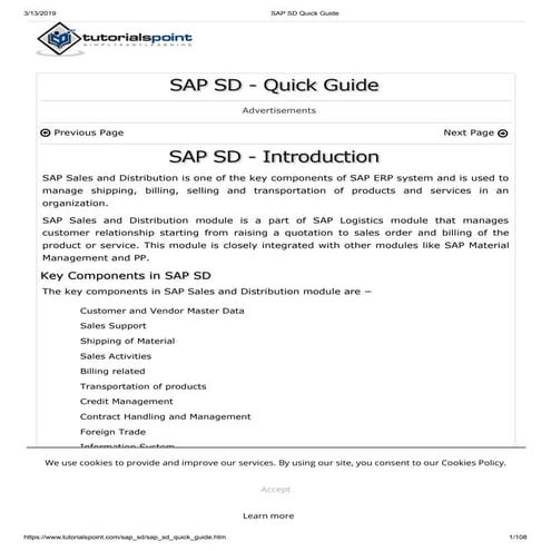 Sap sd quick guide | PDF