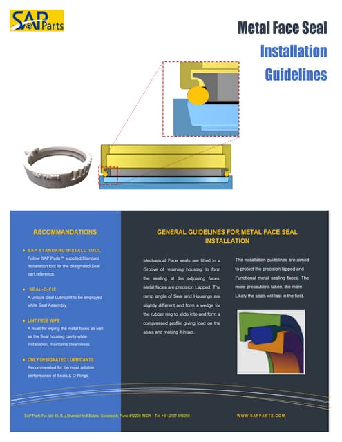 Metal face seals Type -Installation Guidelines | PDF