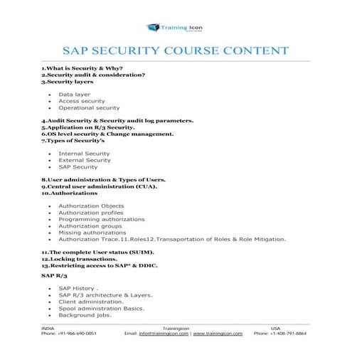 SAP SECURITY ONLINE TRAINING | PDF