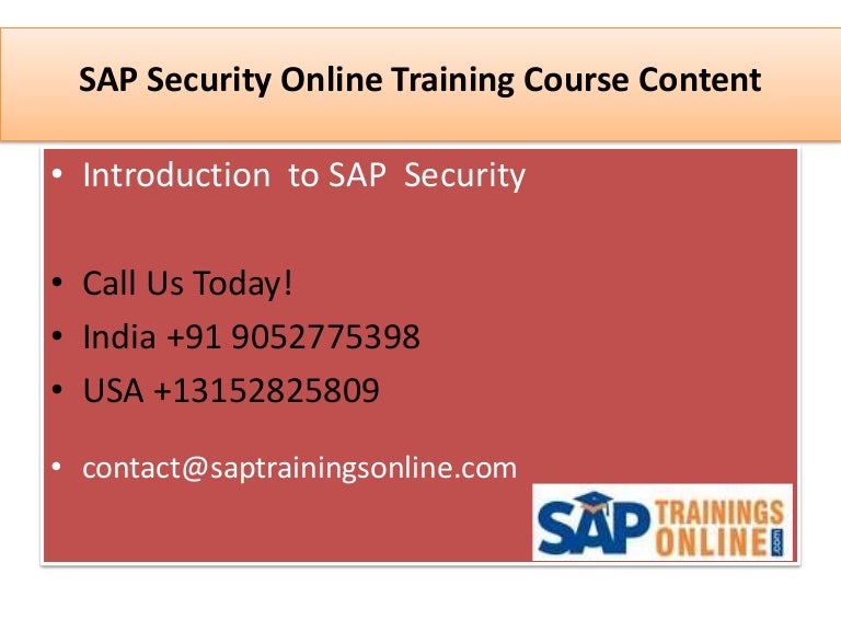 Sap Security Online Training Course