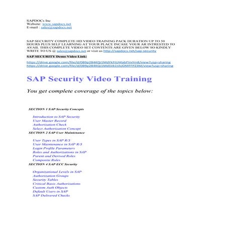 Sap Security Training Sap Securtiy Online Training Sap Security Video Training Sap
