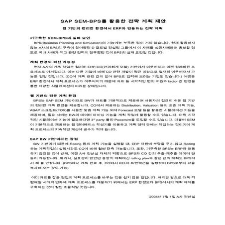SAP SEM-BPS를 활용한 전략계획 제안 | DOC