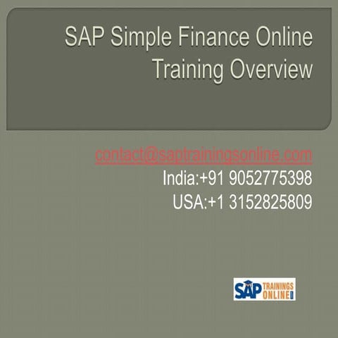 Sap simple finance online training overview 2 | PPTX