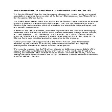 Saps statement on nkosazana dlamini | PDF