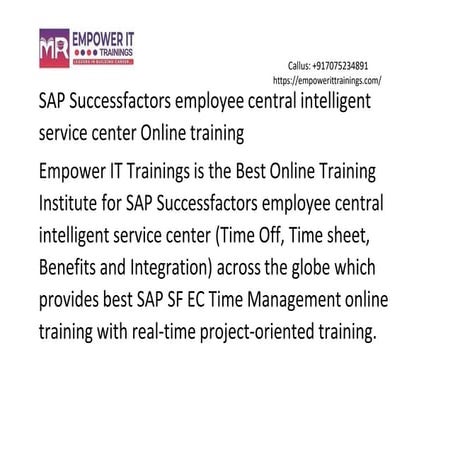 SAP SF employee central intelligent service center Online training | PPTX