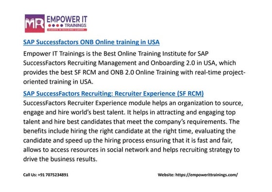 Sap successfactors continuous performance management Online training | PPT