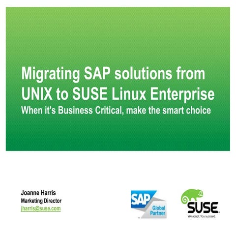 Migrating Sap From Unix To Suse Linux Ppt 1742