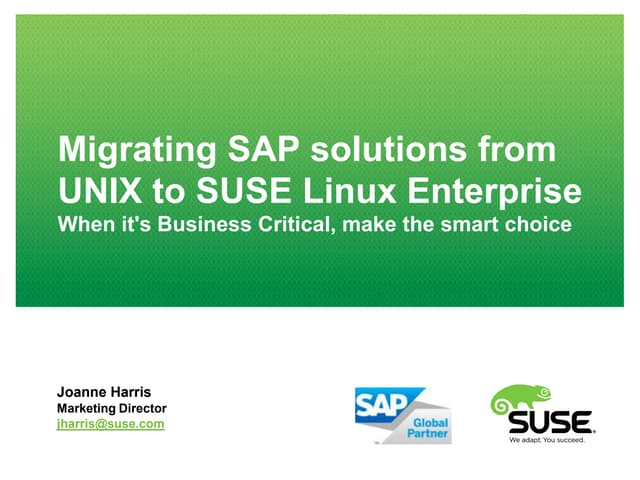 Migrating Sap From Unix To Suse Linux Ppt 1742