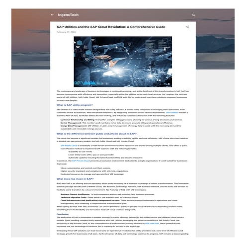 Sap Utilities And The Sap Cloud Revolution A Comprehensive Guide 1 Pdf