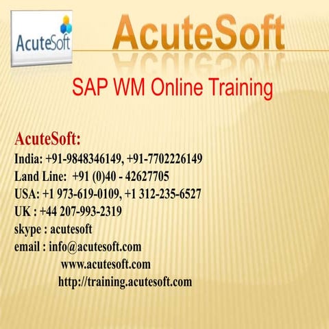 Sap wm online training | PPSX