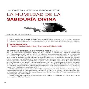 Lección Escuela Sabática 08 22NOV2014 La Humildad de la Sabiduría ...