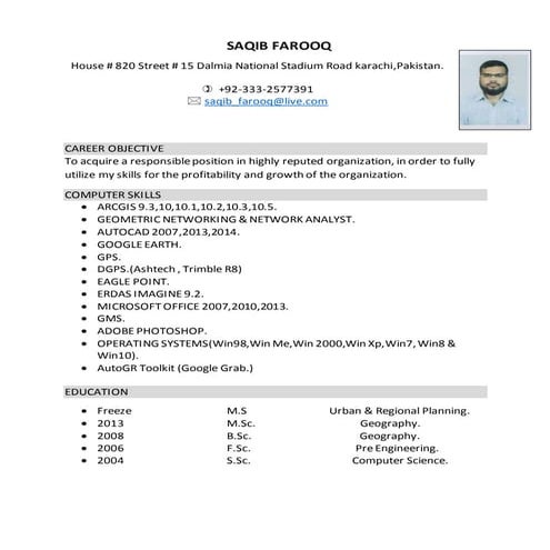 Saqib farooq cv july 2017 | DOCX | Geography | Science