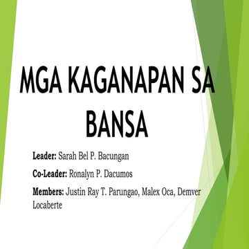Filipino-Group-Report Grade 8. Mga kaganapan sa ating Bansa | PPT