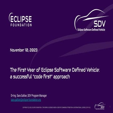 SFSCON23 - Sara Gallian - The First Year of Eclipse Software Defined ...