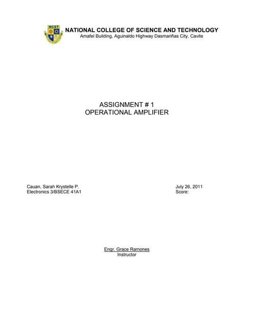 Op Amp Comparator Pdf Computer Peripherals Computing