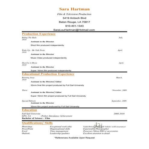 Sara Hartman Resume | DOC