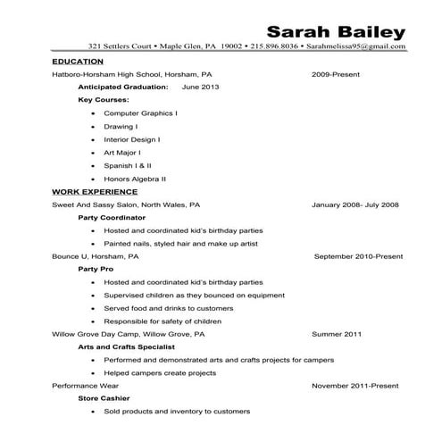 Sarah bailey resume | DOC