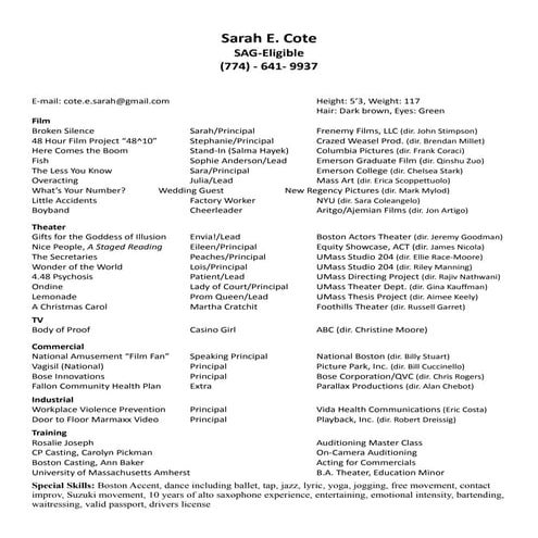Sarah Cote's resume | DOC