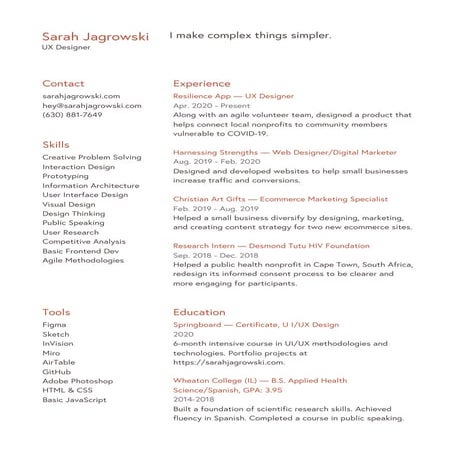 Sarah Jagrowski Resume | PDF